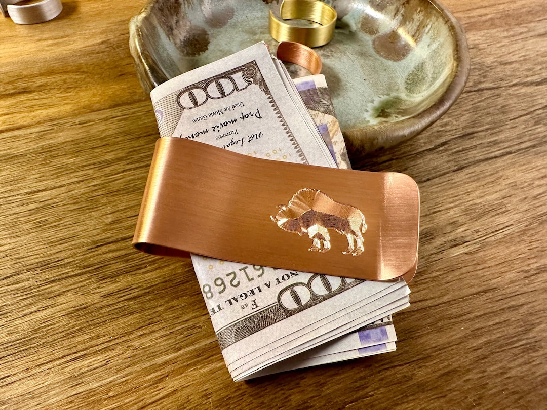 Engraved Copper Money Clip - Custom Monogram Back - Personalized Rustic ...