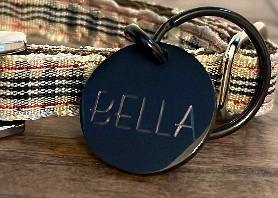 Engraved Black Dog Tag: Small Stainless Steel Pet ID - Etsy