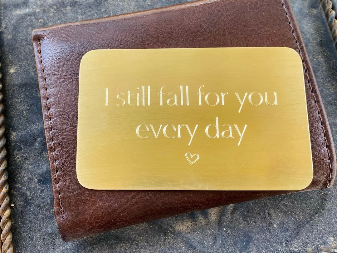 Engraved Brass Wallet Insert, Personalized Love Note Gift - Etsy
