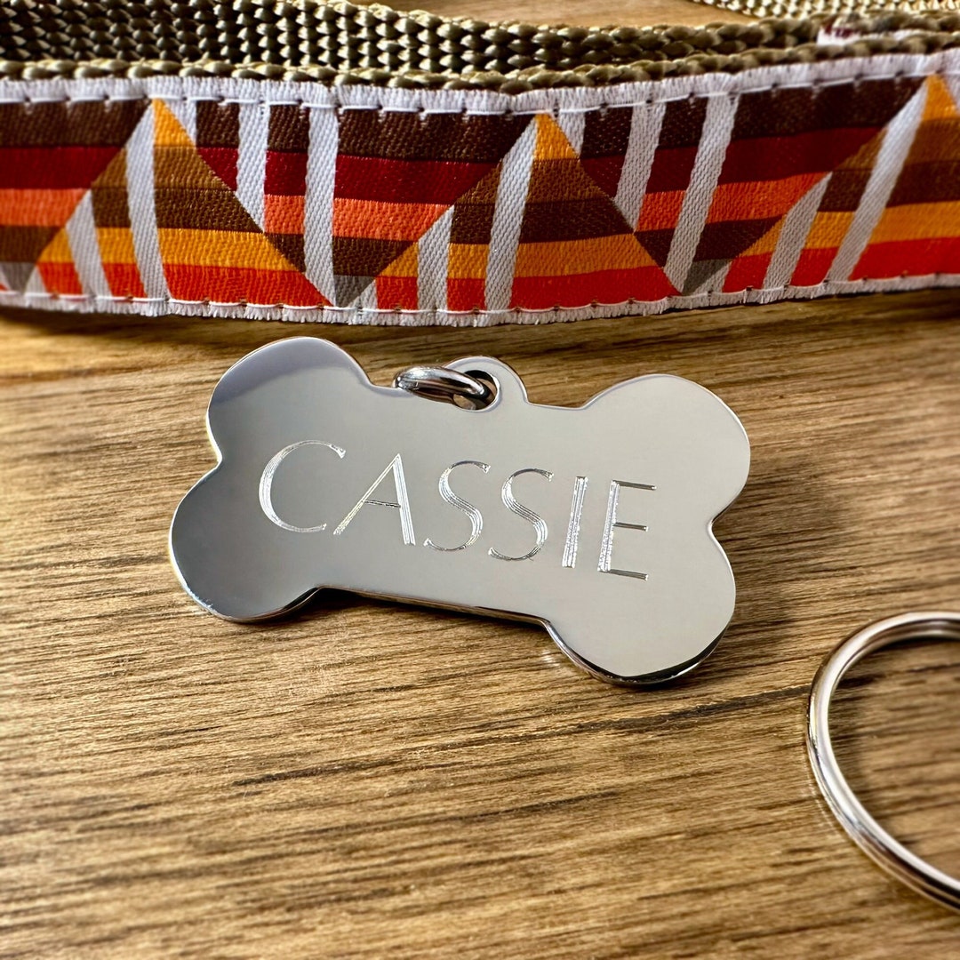 Silver Stainless Steel Dog Tag - Custom Bone-shaped Pet ID, Engraved ...
