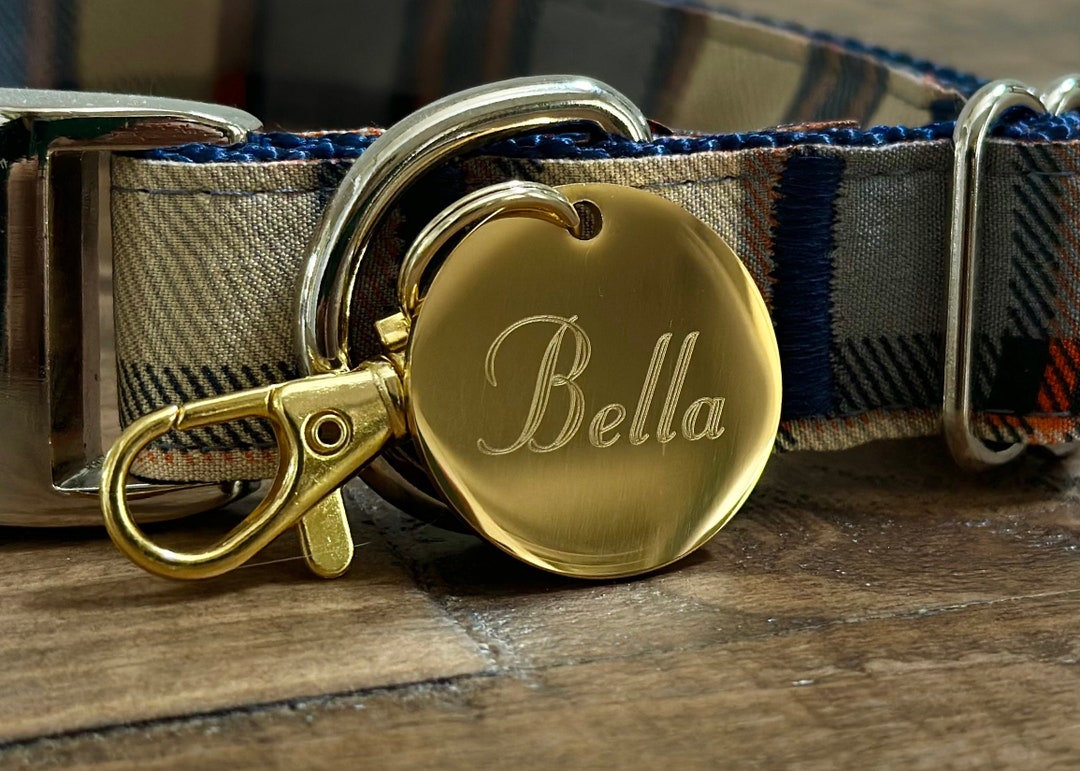 Personalized Gold Dog Tag Custom Engraved ID for Dogs Microchip ...