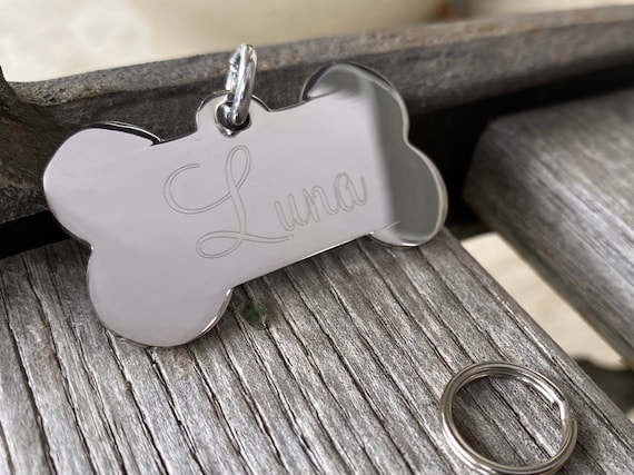 Silver Bone Pet ID Stainless Steel Custom Engraved Dog Tag | Etsy