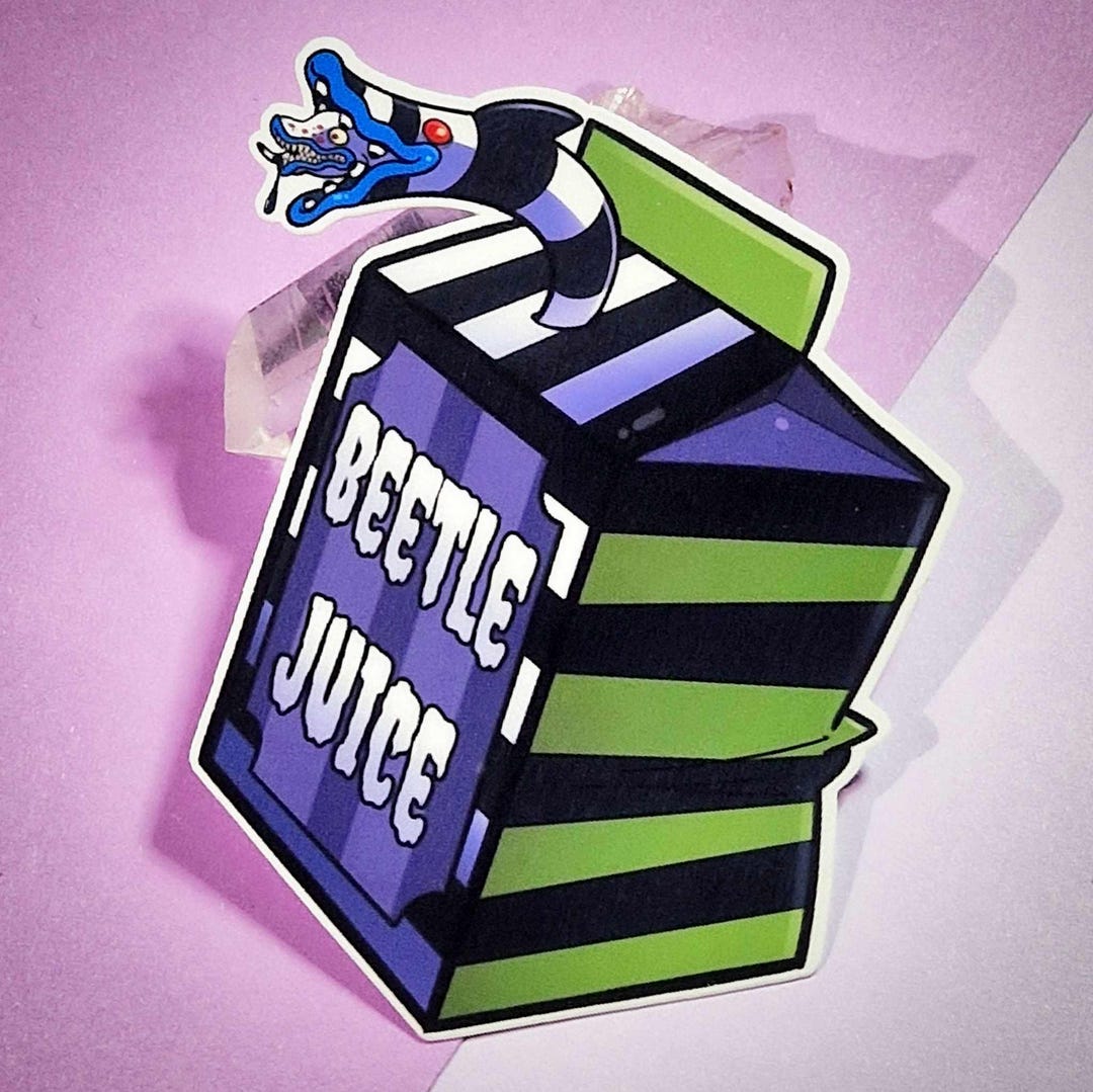 Beetle Juice Juice Box Vinyl Sticker, Sandworm, Tim Burton Inspired Art ...