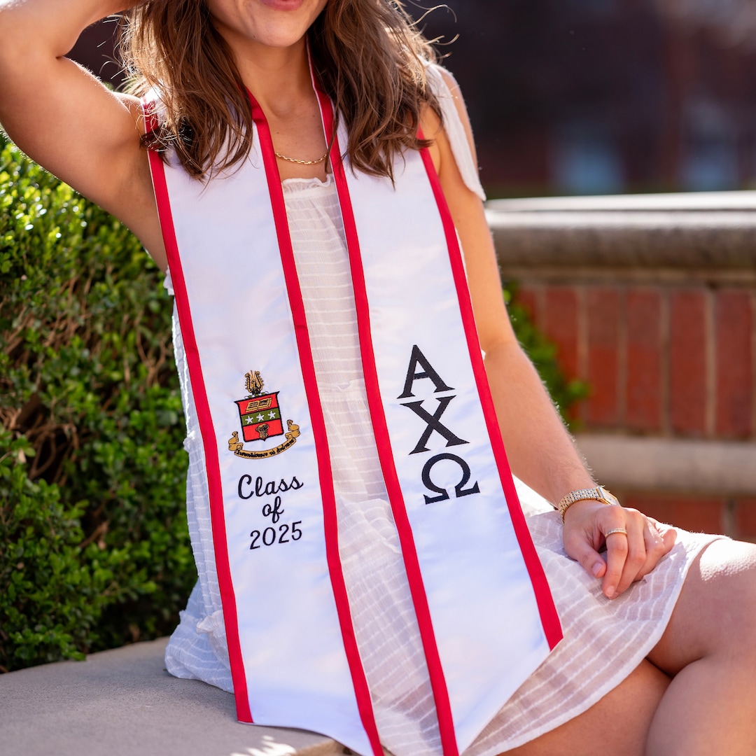 Alpha Chi Omega Sorority Crest Graduation Angled Stole Trim / Greek ...