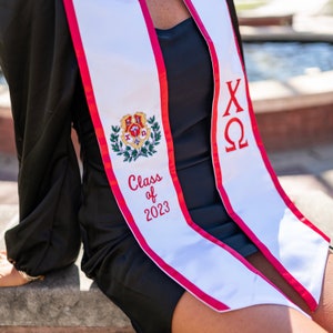 Chi Omega Sorority Crest Graduation Angled Stole Trim / Greek Stole ...