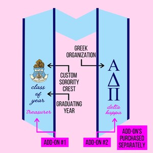 Kappa Delta Chi Sorority Crest Graduation Angled Stole Trim / Greek ...
