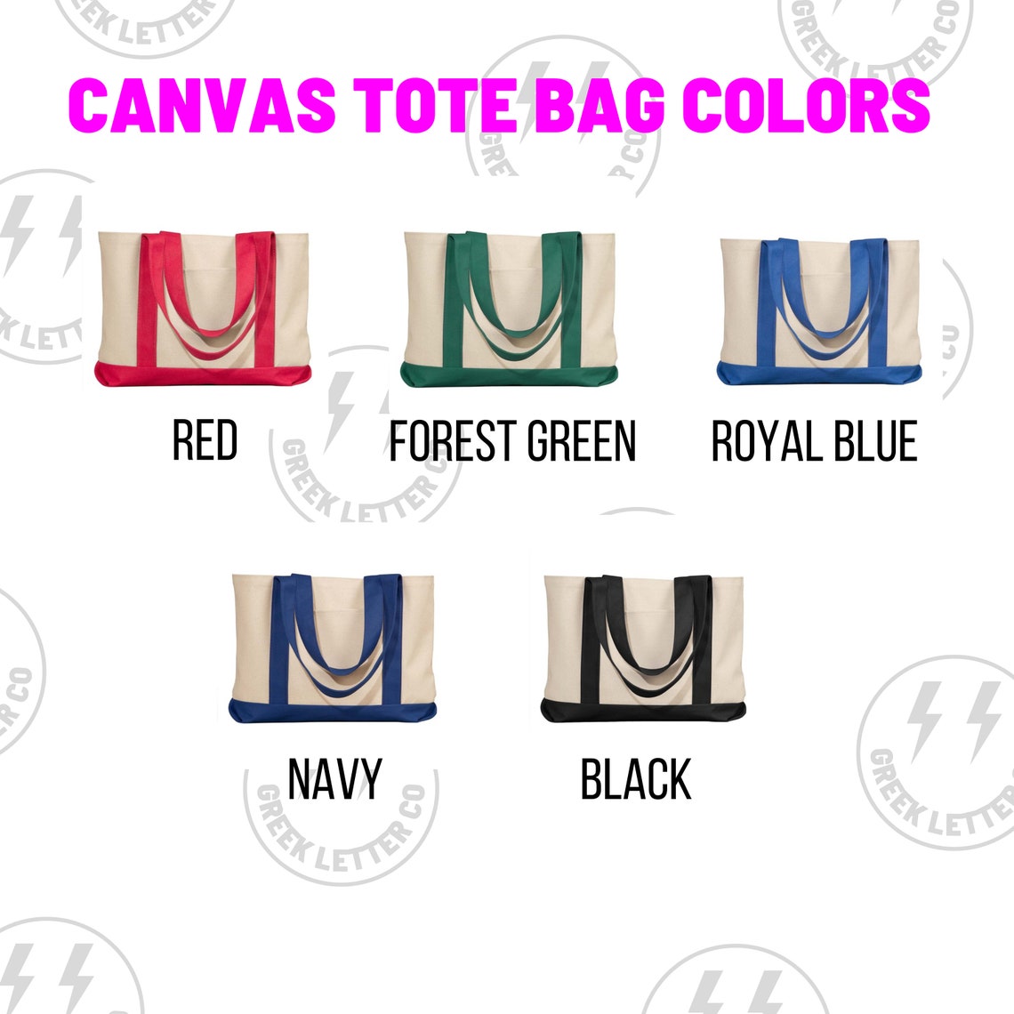 Basic Cursive Greek Letter Sorority Chapter Tote Bag / Sorority Bid Day ...