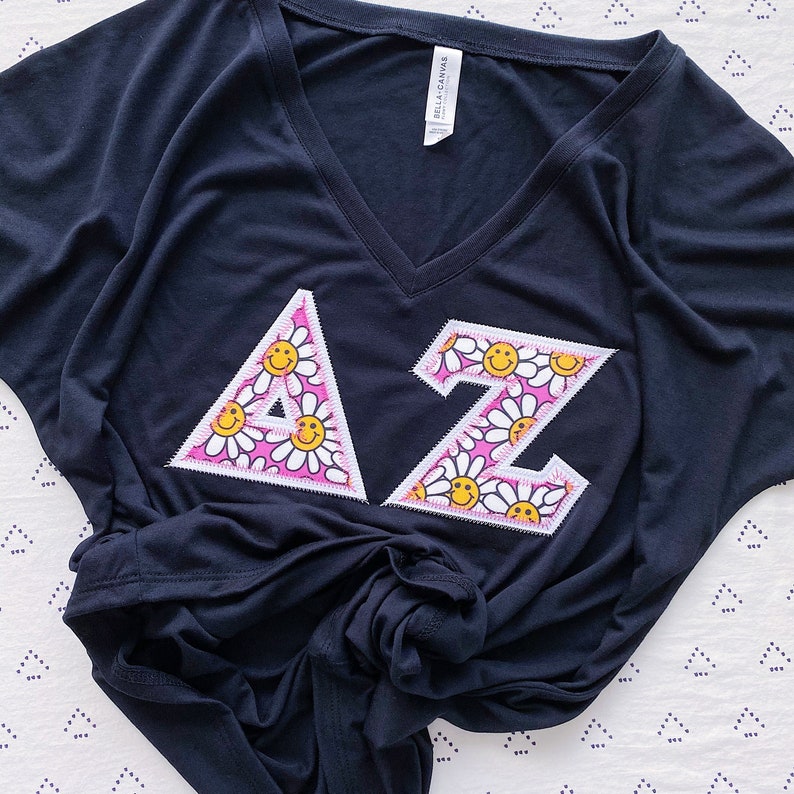 Groovy Smiley Face Sorority Letter T Shirt / Bella Canvas | Etsy