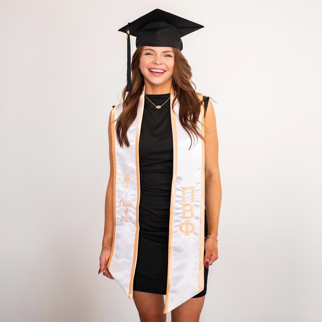 Pi Beta Phi Minimalistic Crest Sorority Graduation Angled Stole Trim ...