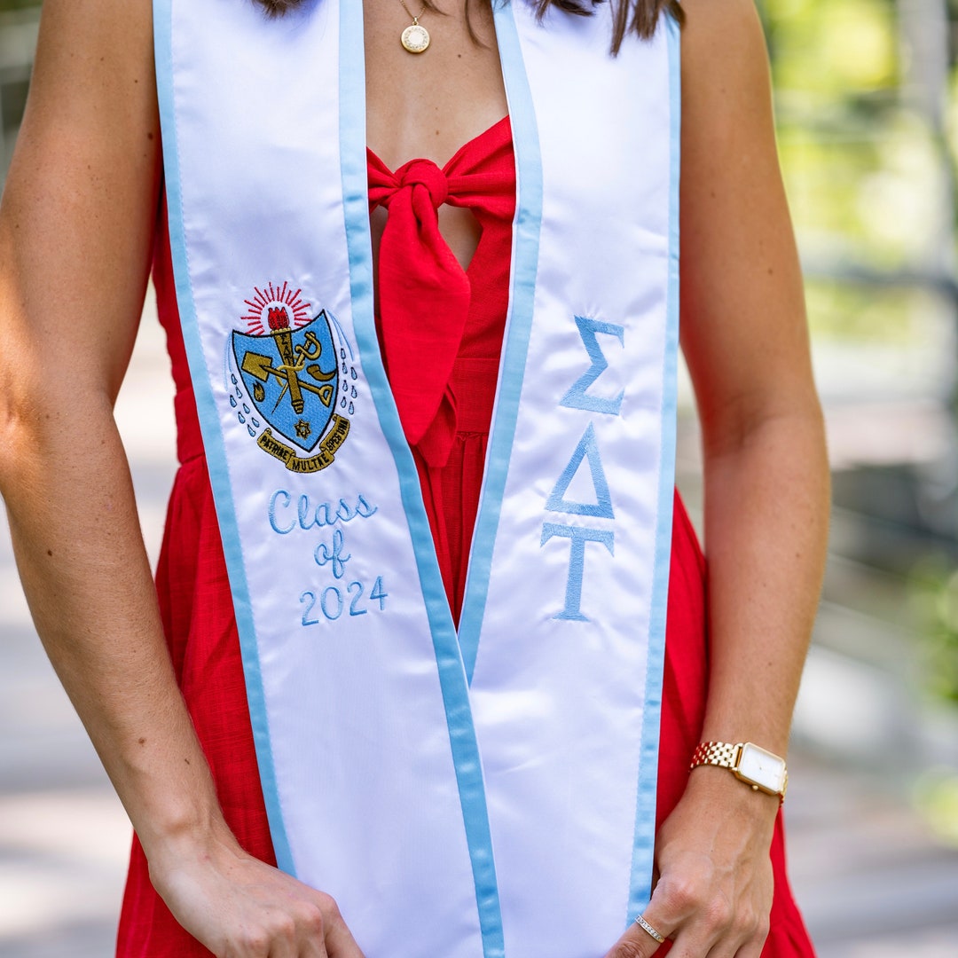 Sigma Delta Tau Sorority Crest Graduation Angled Stole Trim / Greek ...