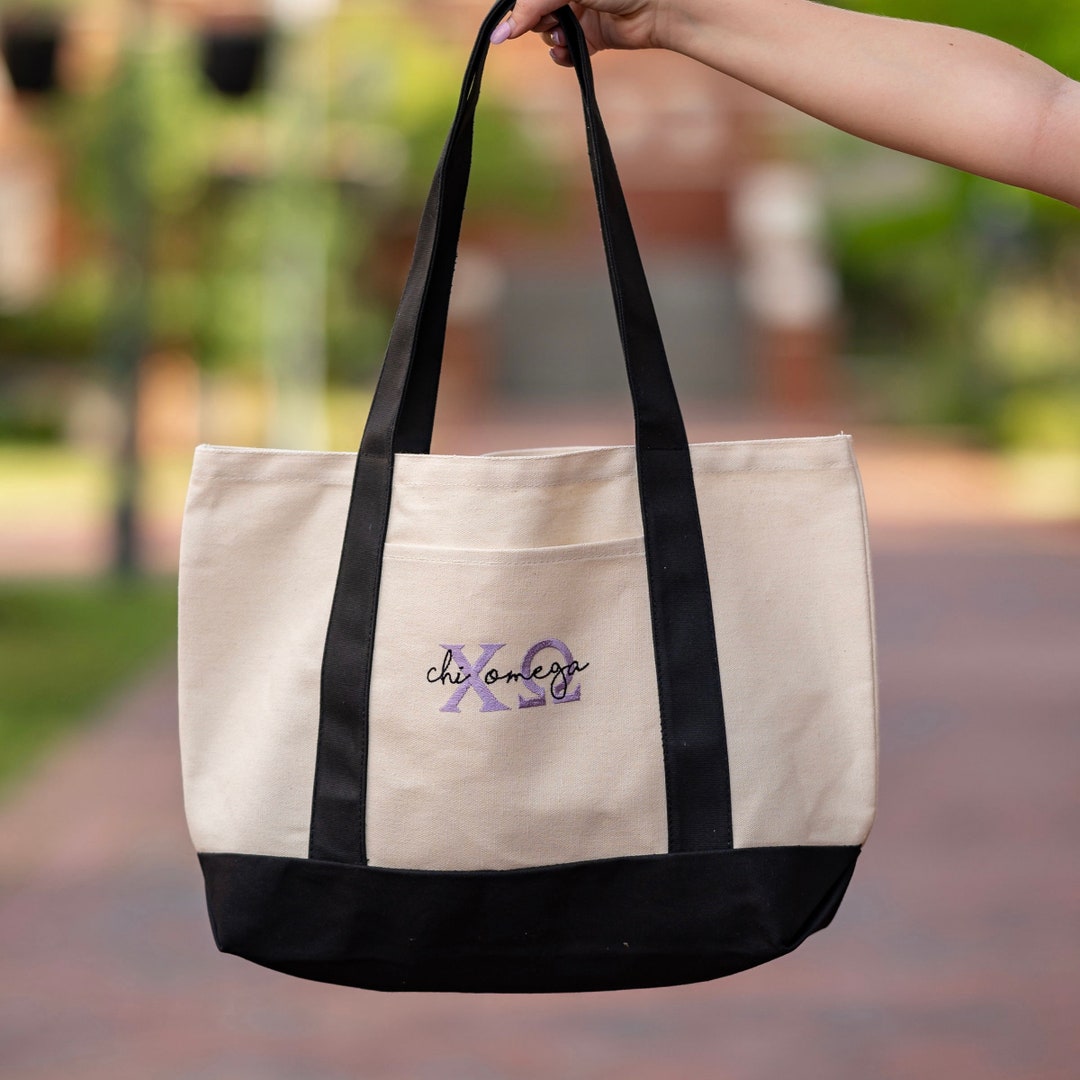 Basic Cursive Greek Letter Sorority Chapter Tote Bag / Sorority Bid Day ...