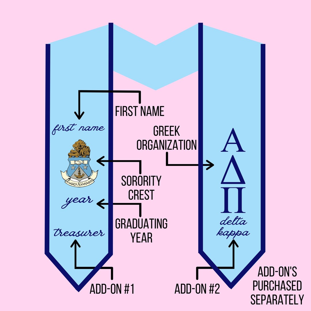 Alpha Omicron Pi Personalized Crest Graduation Pointed Stole Trim ...