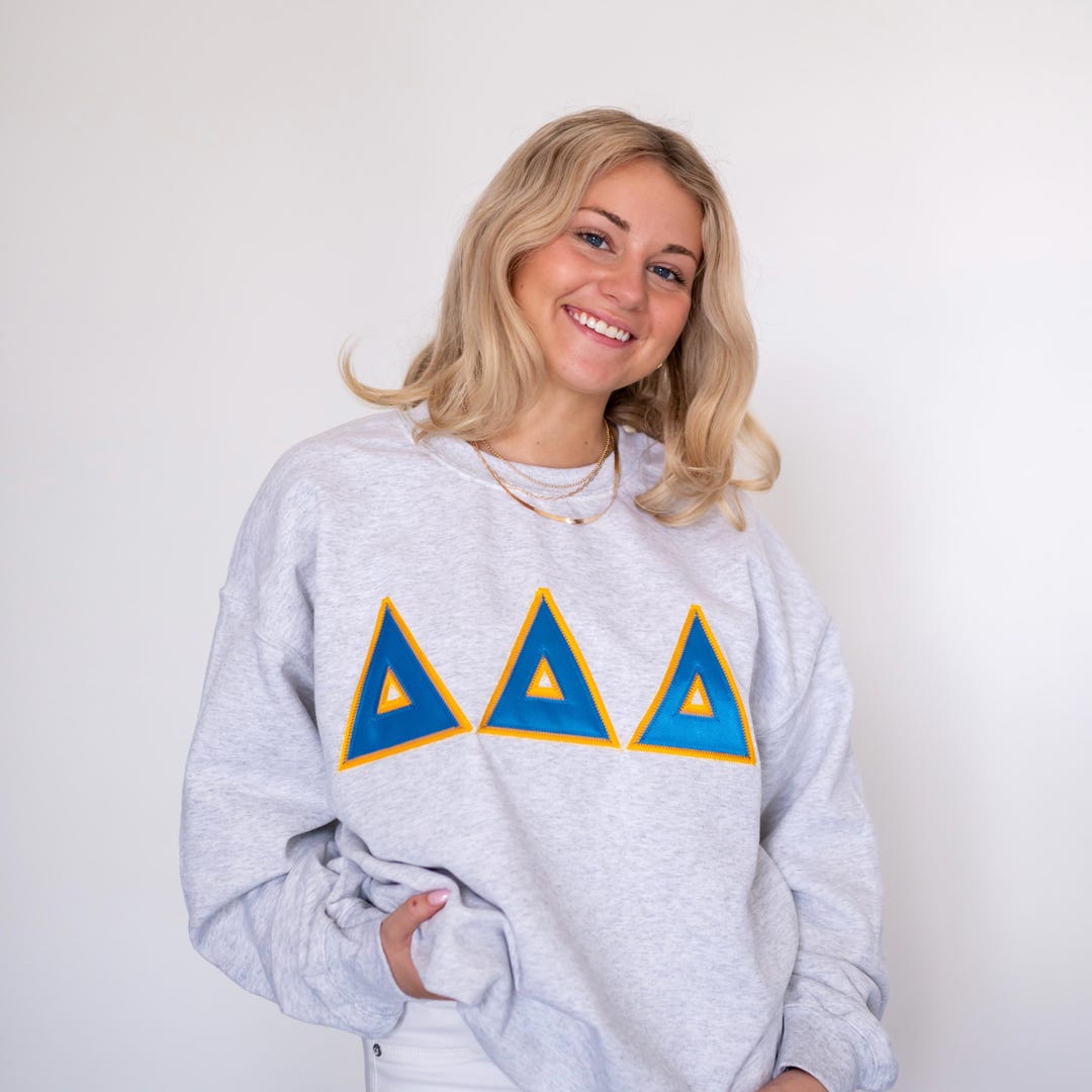 Delta Delta Delta Sorority Basic Greek Letter Double Stitched ...