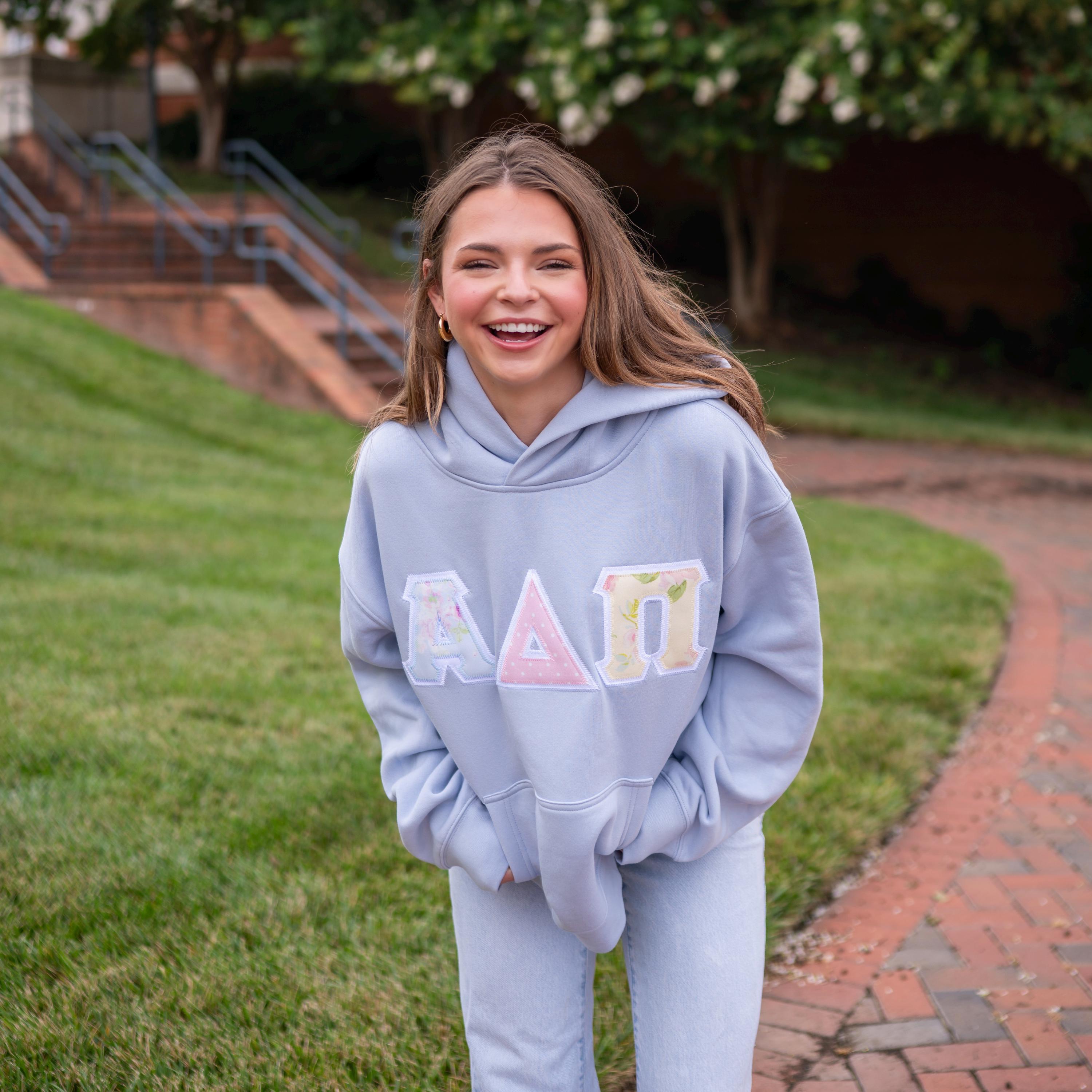 Garden Gate Tri Floral Trendy Sorority Greek Letter Hoodie Sweatshirt ...