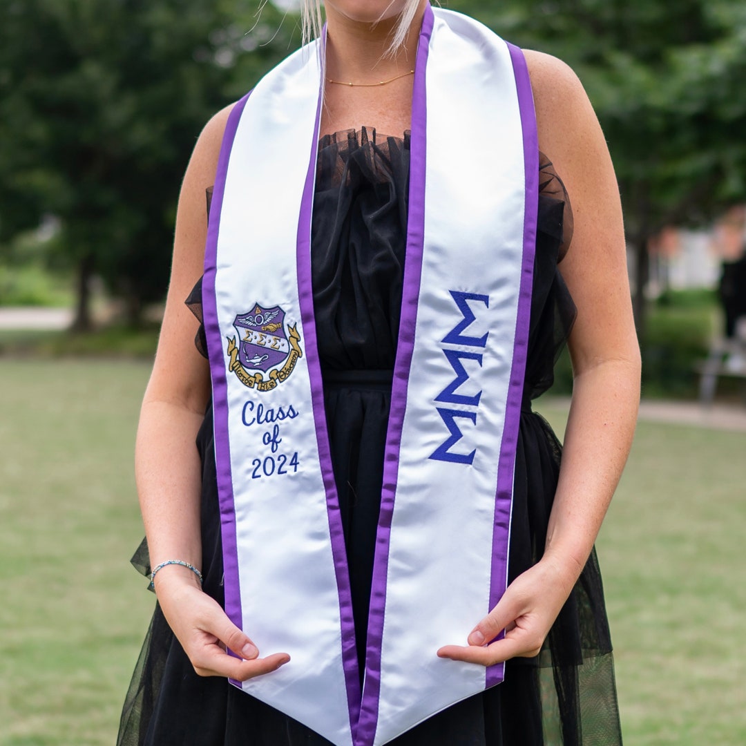 Sigma Sigma Sigma Sorority Crest Graduation Angled Stole Trim / Greek ...