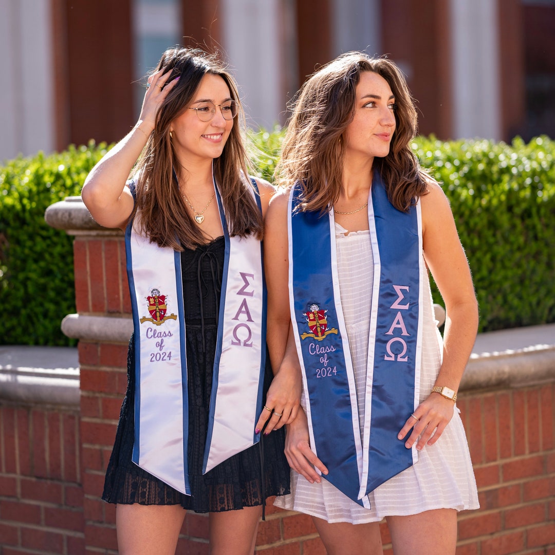 Sigma Alpha Omega Sorority Crest Graduation Angled Stole Trim / Greek ...