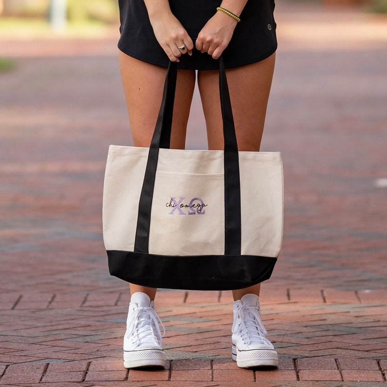 Basic Cursive Greek Letter Sorority Chapter Tote Bag / Sorority Bid Day ...