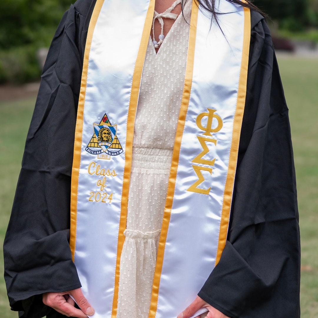 Phi Sigma Sigma Sorority Crest Graduation Angled Stole Trim / Greek ...