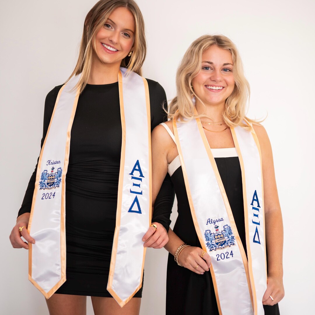 Alpha Xi Delta Personalized Crest Graduation Pointed Stole Trim ...