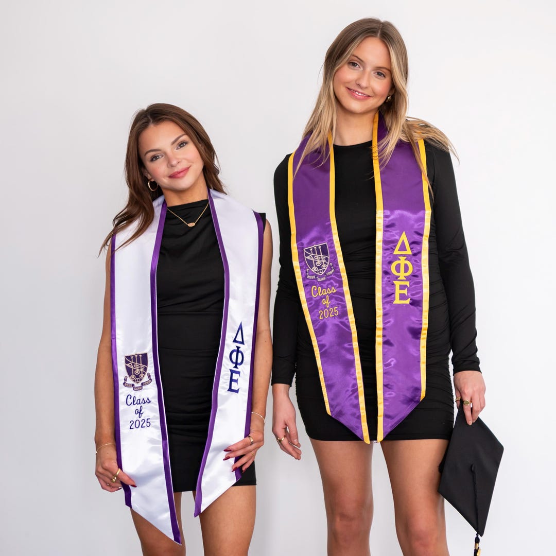 Delta Phi Epsilon Sorority Crest Graduation Angled Stole Trim / Stole ...