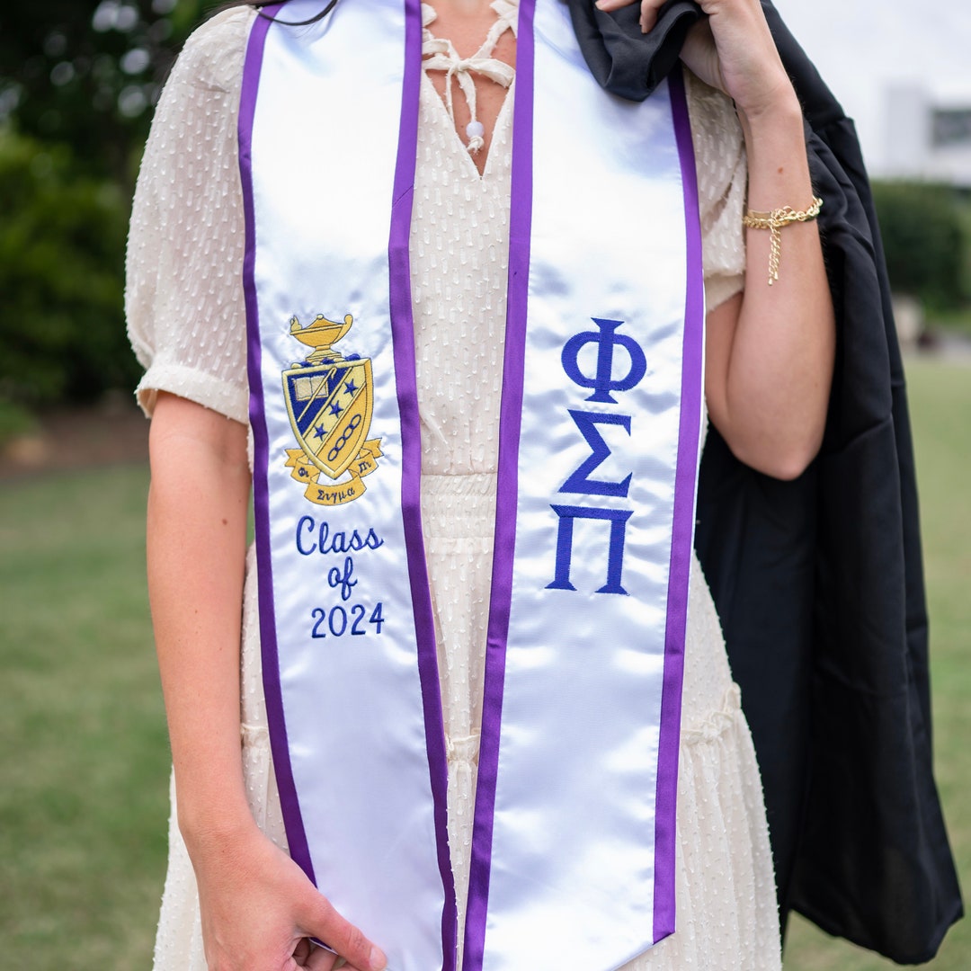 Phi Sigma Pi Sorority Crest Graduation Angled Stole Trim / Greek Stole ...