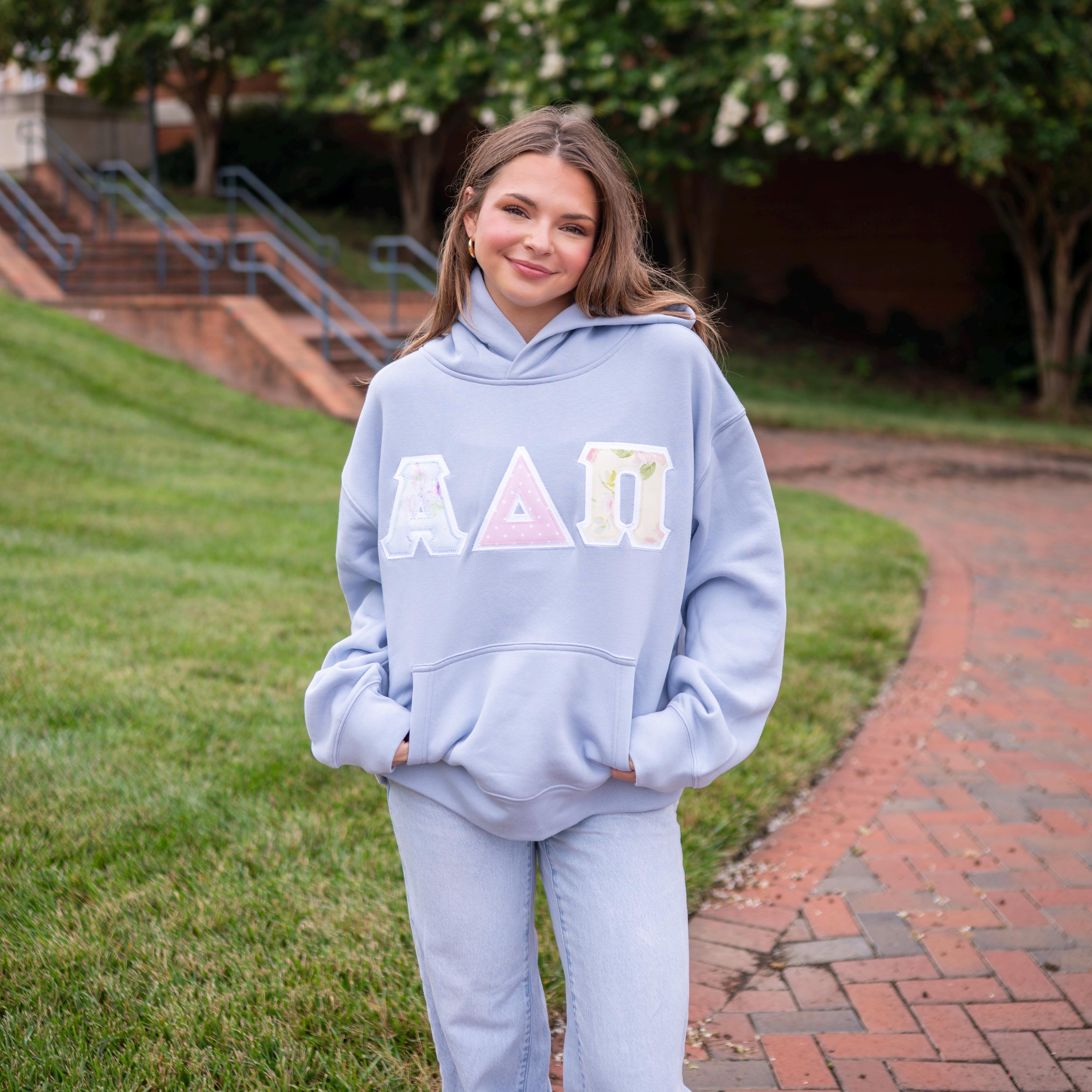 Garden Gate Tri Floral Trendy Sorority Greek Letter Hoodie Sweatshirt ...
