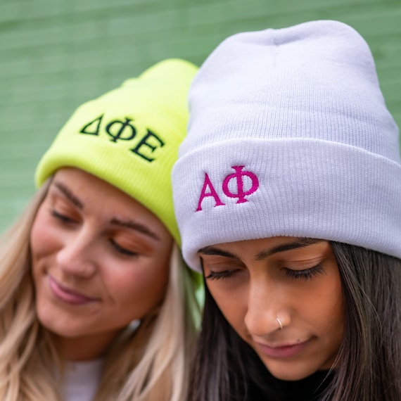 Basic Greek Letter Sorority Embroidered Sorority Beanie Hat / - Etsy
