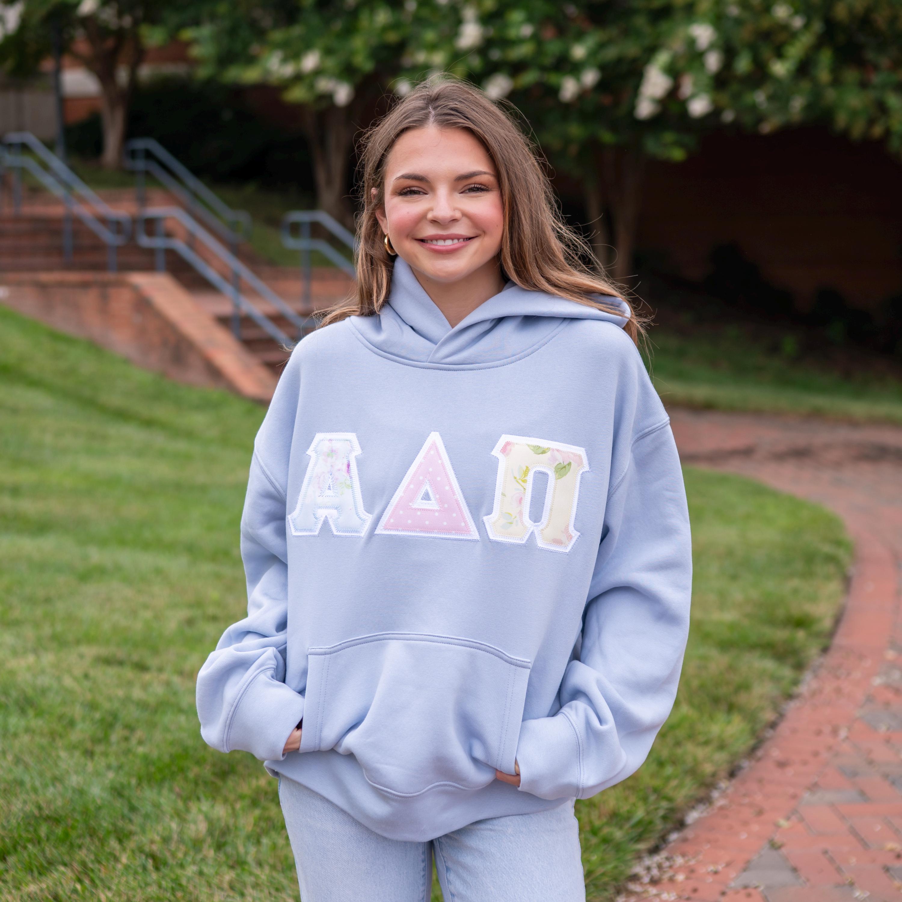 Garden Gate Tri Floral Trendy Sorority Greek Letter Hoodie Sweatshirt ...