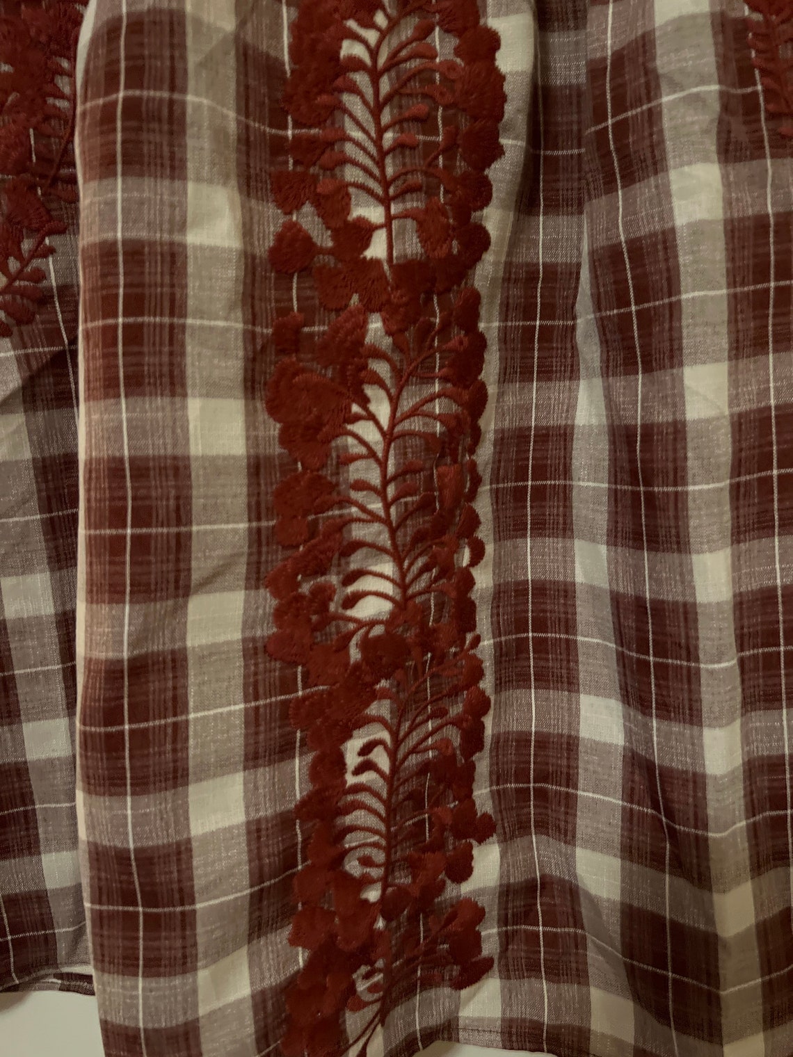 Collegiate(a&m, Texas State), Maroon Plaid Puebla Blouse, Maroon ...