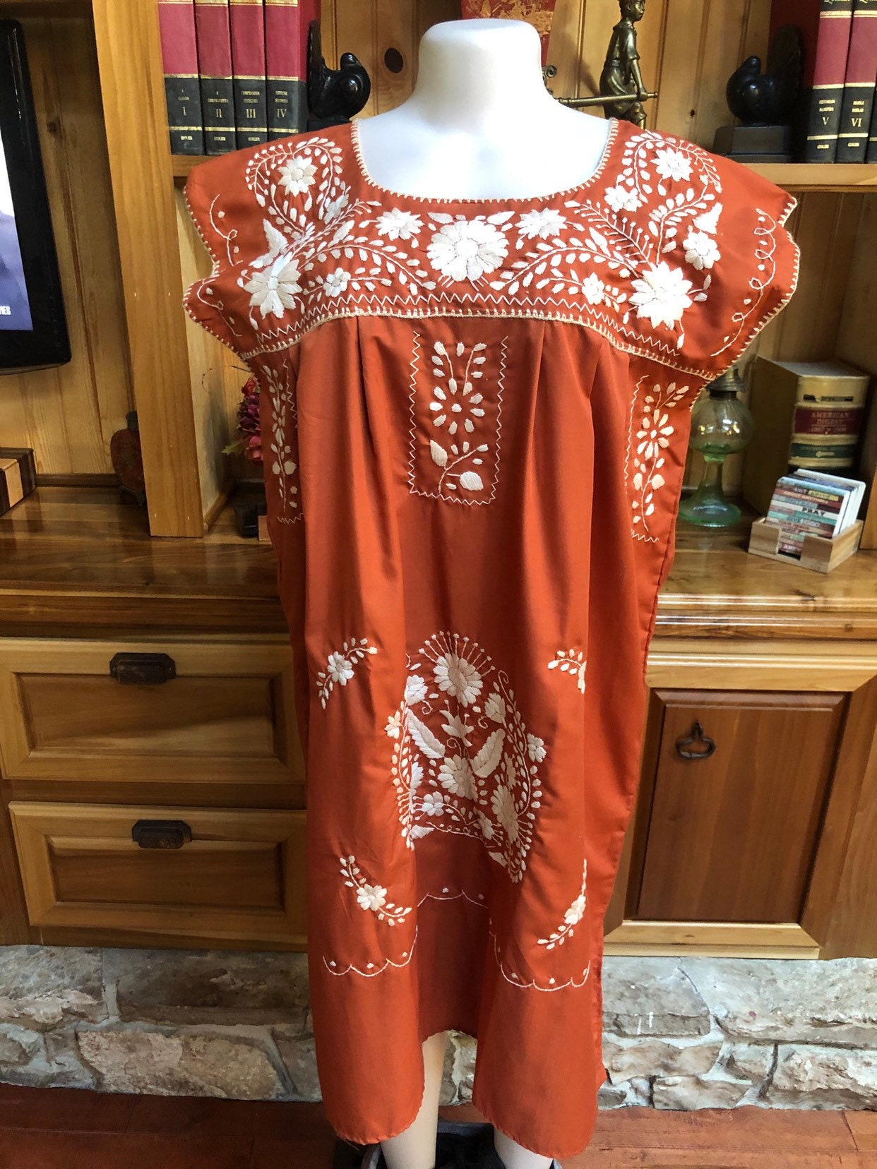 University of Texas Mexican Puebla Dress Burnt Orange W/Lt. | Etsy