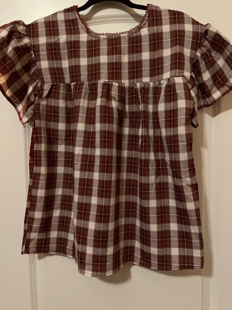 Collegiate(a&m, Texas State), Maroon Plaid Puebla Blouse, Maroon ...