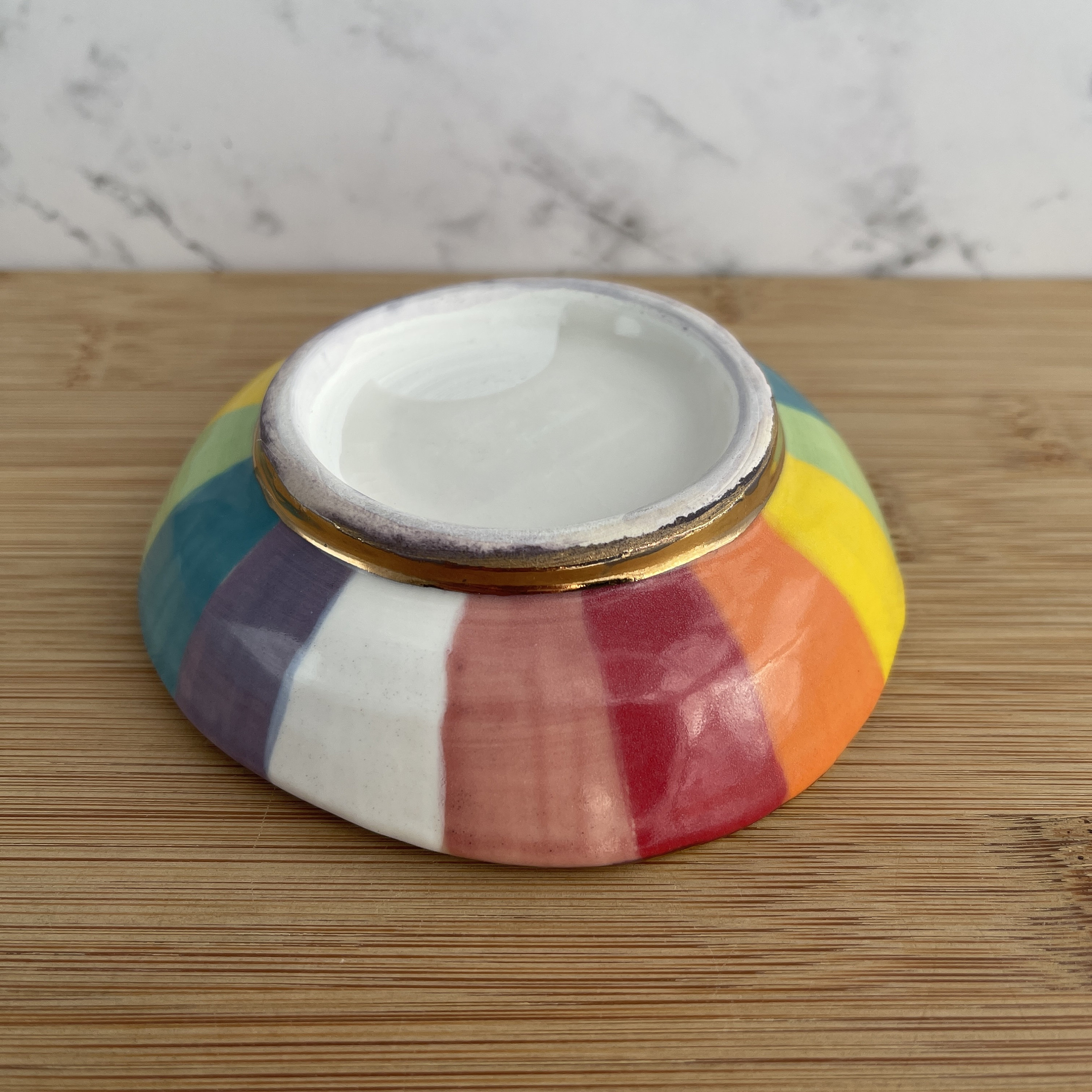 Rainbow Color Splash Trinket Dish With 22kt Yellow Gold - Etsy