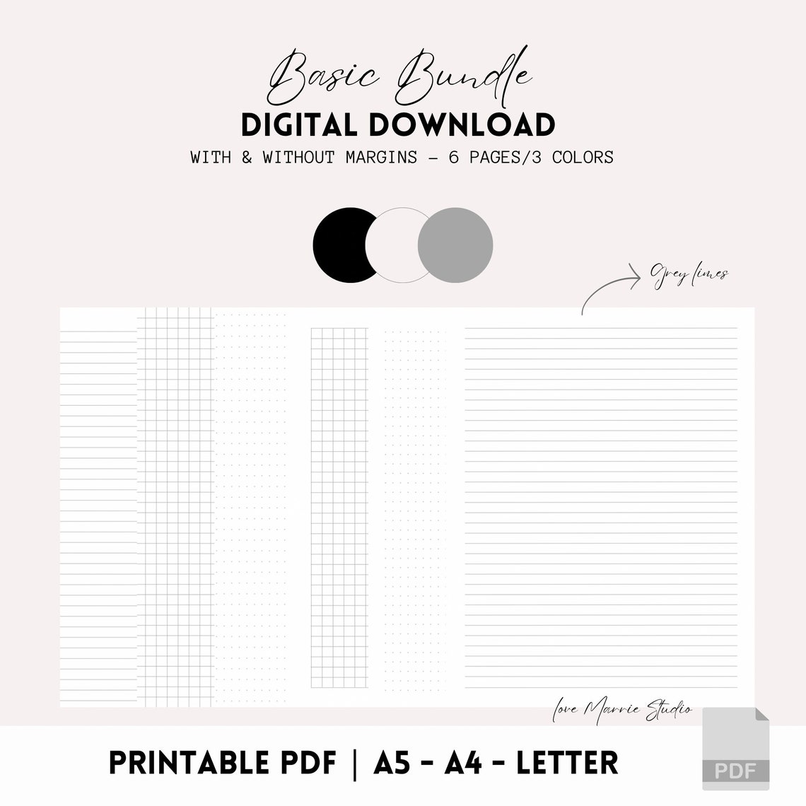 Dot Grid Line Paper, Lined Paper, Graph Paper, Notebook Paper, Dotted ...