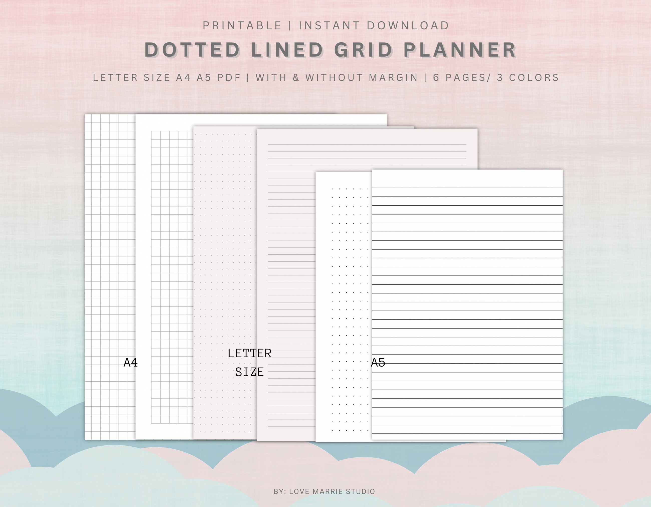 Dot Grid Line Paper, Lined Paper, Graph Paper, Notebook Paper, Dotted ...