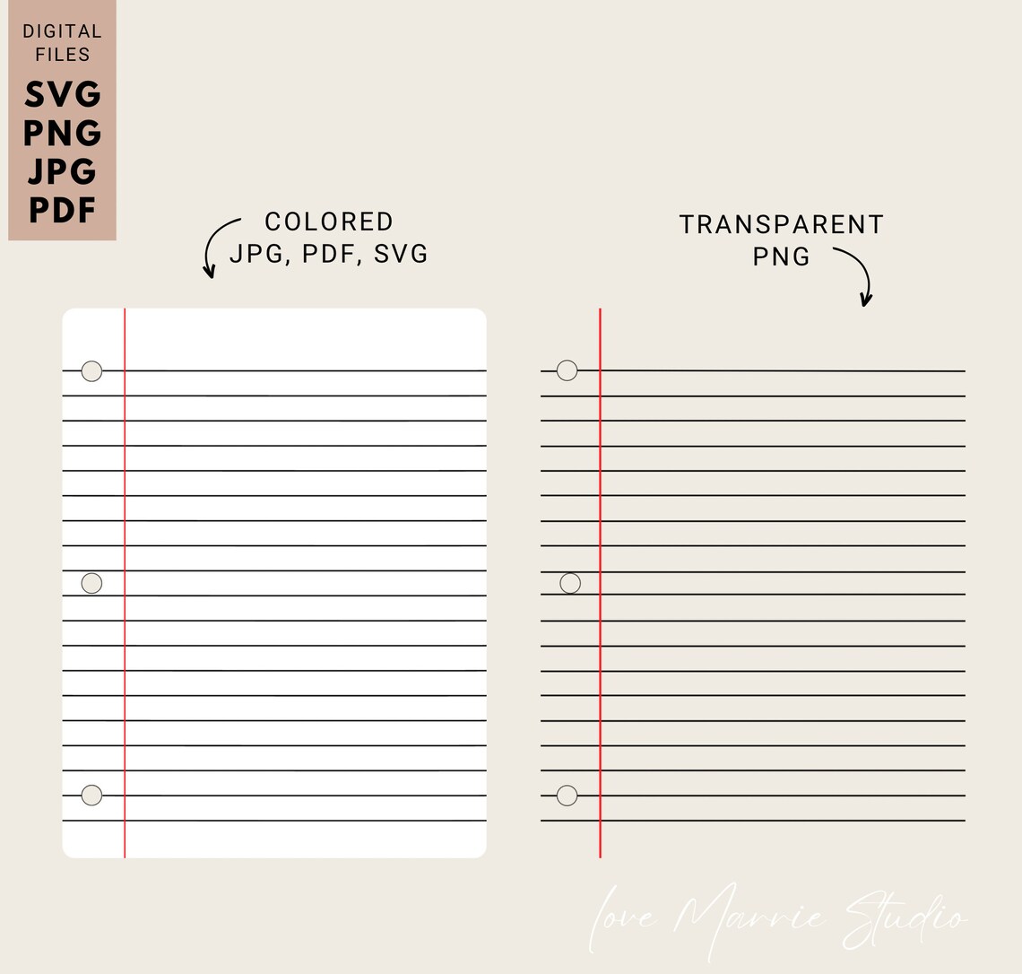 Lined Notebook SVG, PNG, Jpg,school Paper Svg, Line Paper Svg, Lined ...