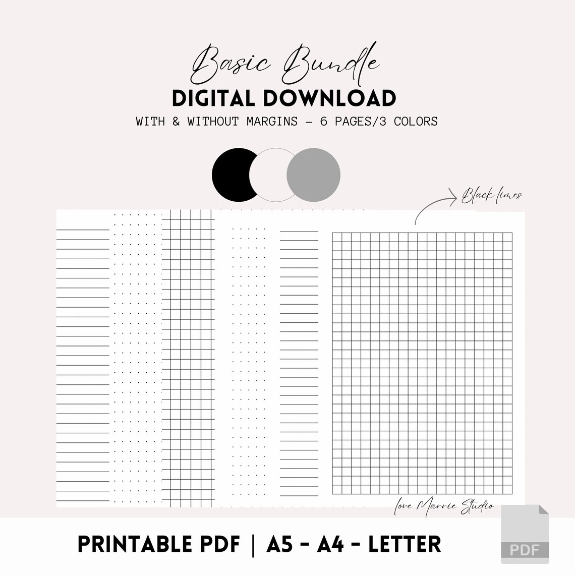 Dot Grid Line Paper, Lined Paper, Graph Paper, Notebook Paper, Dotted ...