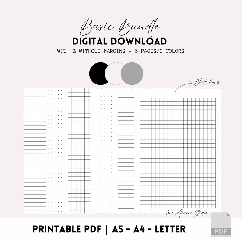 Dot Grid Line Paper, Lined Paper, Graph Paper, Notebook Paper, Dotted ...