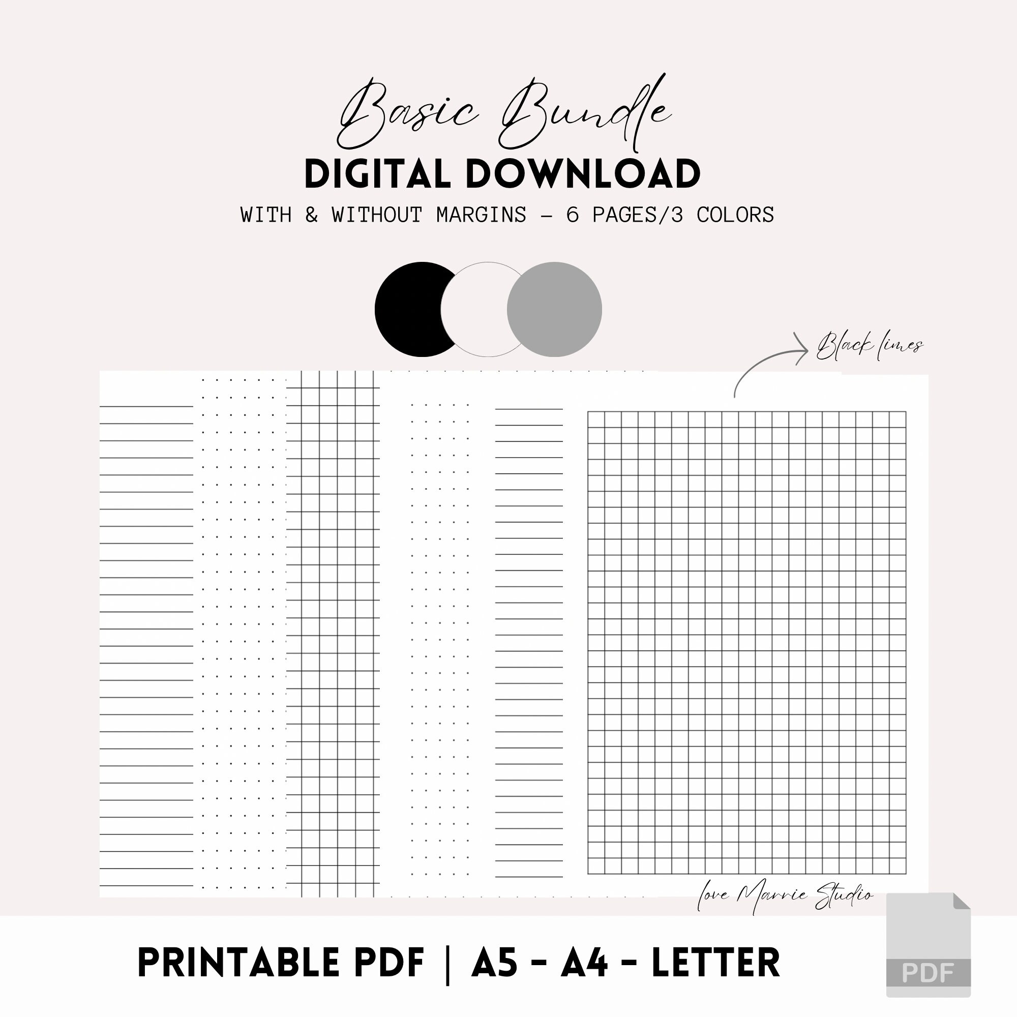 Dot Grid Line Paper, Lined Paper, Graph Paper, Notebook Paper, Dotted ...