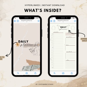 Digital Phone Planner, Beige Phone Planner, Goodnotes Planner, Undated ...