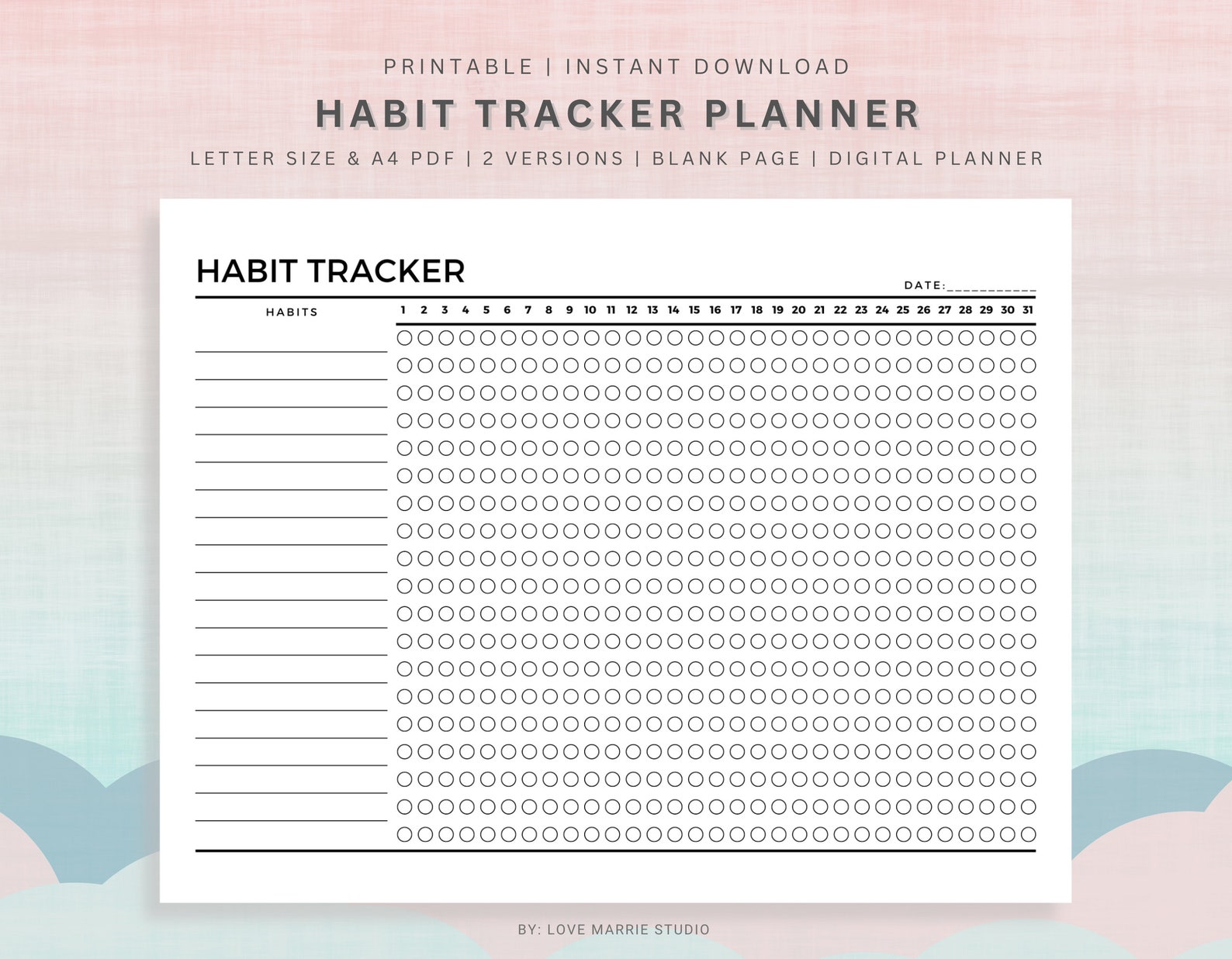 Habit Tracker Printable Planner, Habit Tracker Template, Routine ...