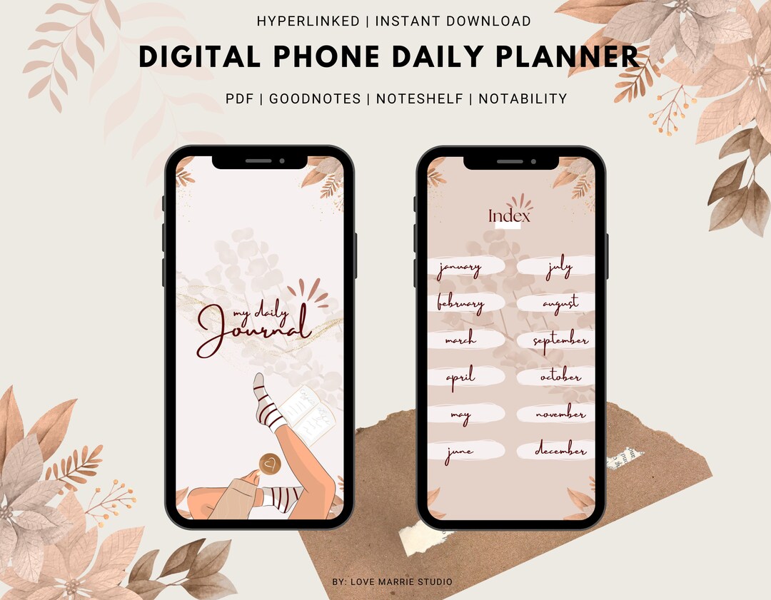 Aesthetic Digital Phone Planner, Digital Daily Weekly Monthly Planner ...