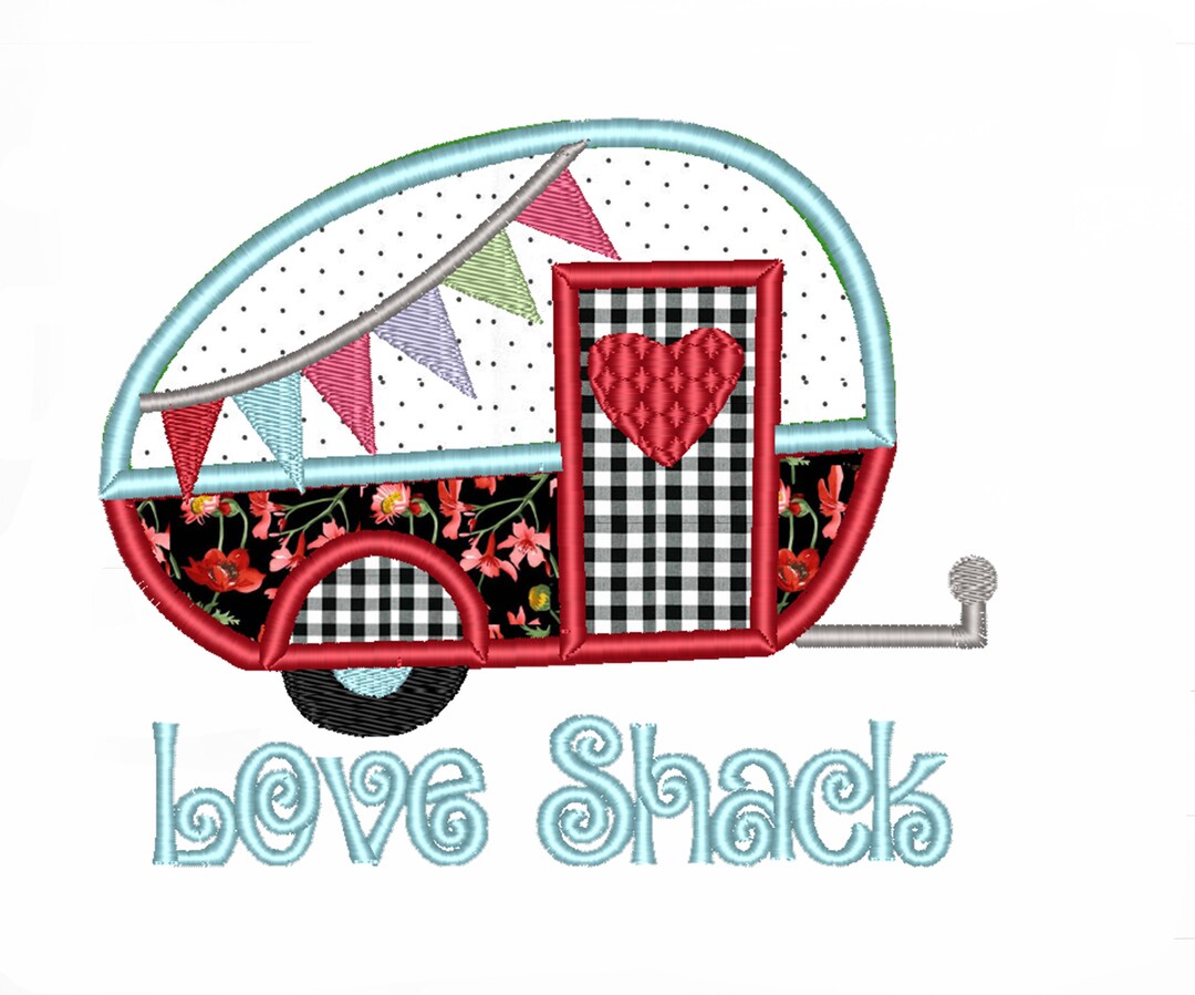 Love Shack Camper Machine Embroidery and Applique Pattern, Glamping ...