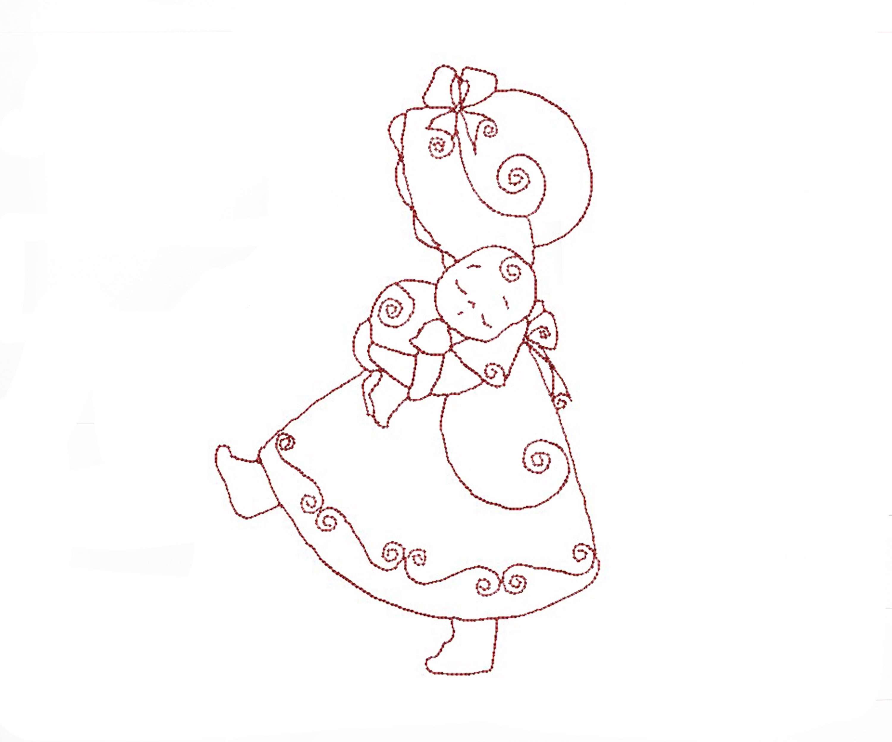 Redwork Baby Quilt Machine Embroidery Designs: Sunbonnet Babies ...