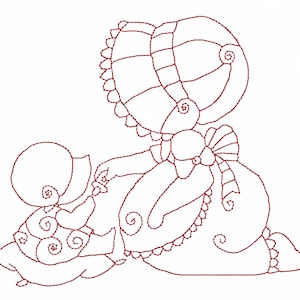 Redwork Baby Quilt Machine Embroidery Designs: Sunbonnet Babies ...