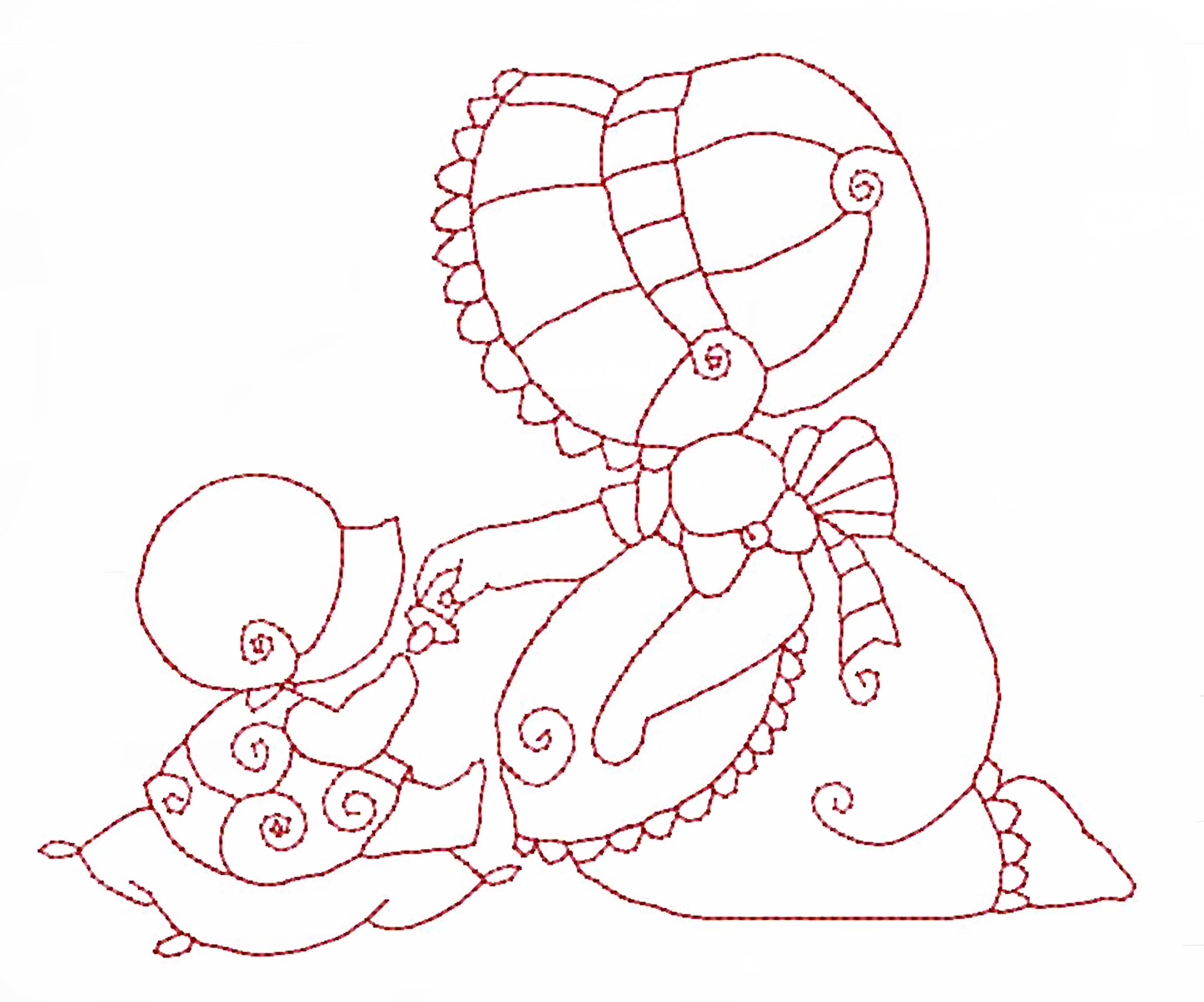 Redwork Baby Quilt Machine Embroidery Designs: Sunbonnet Babies ...