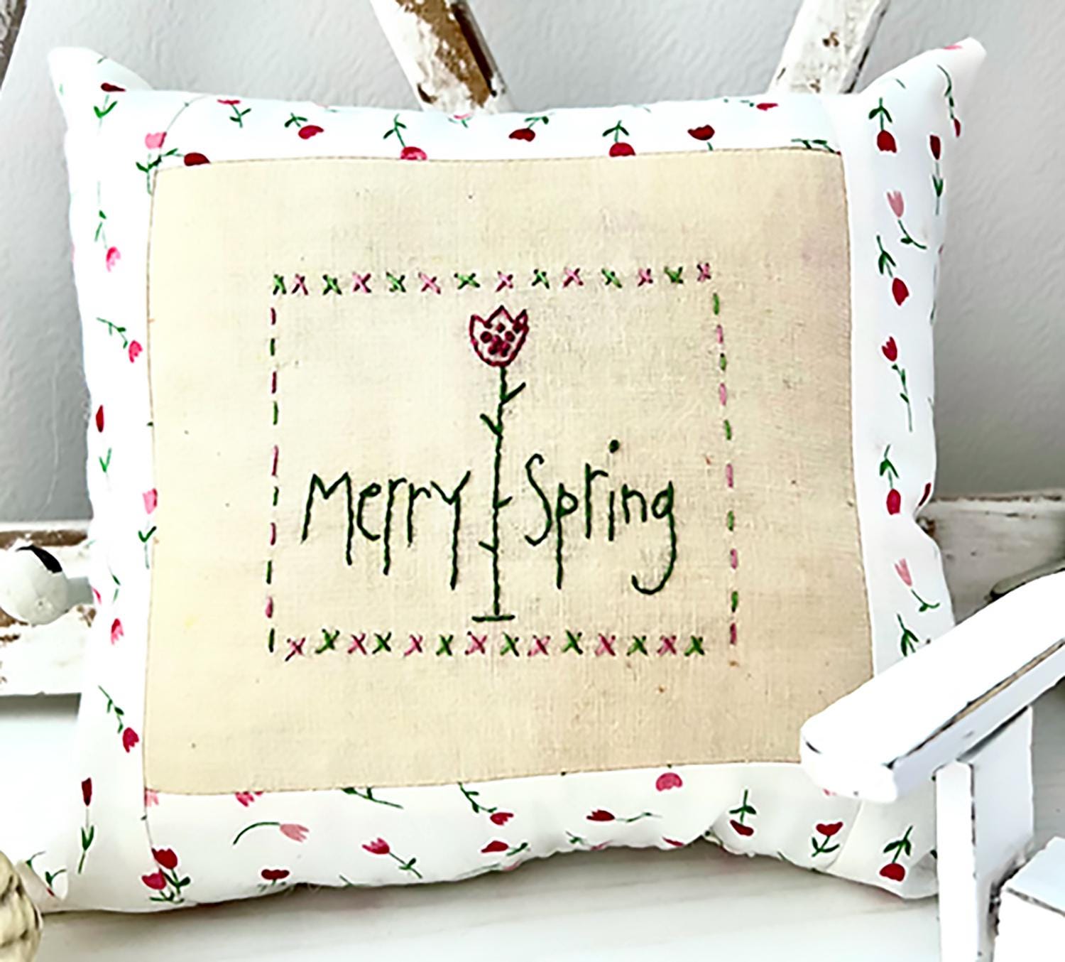 Primitive Hand Embroidery Merry Spring2, Spring Embroidery Pattern - Etsy