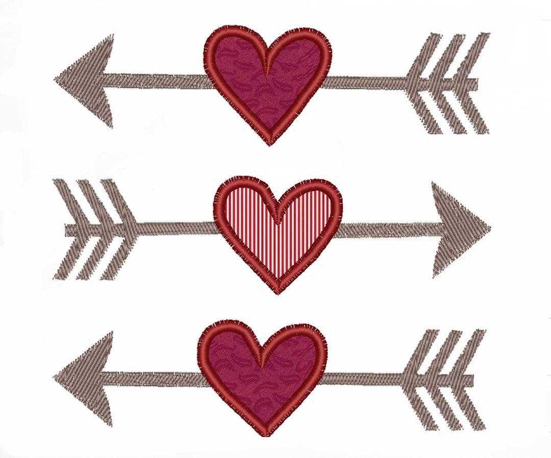 Heart With Arrow Embroidery Design: Valentine Pillow Applique (digital ...