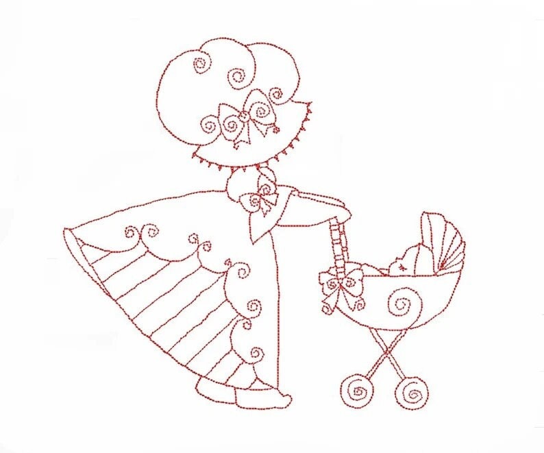 Redwork Baby 7 Machine Embroidery Pattern Redwork - Etsy