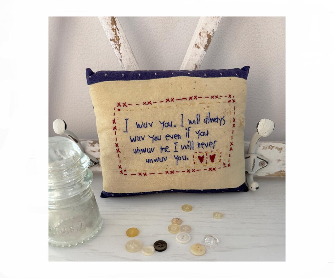 I Wuv You Finished Mini Pillow, Love Gift, Children Room, Inspiration ...