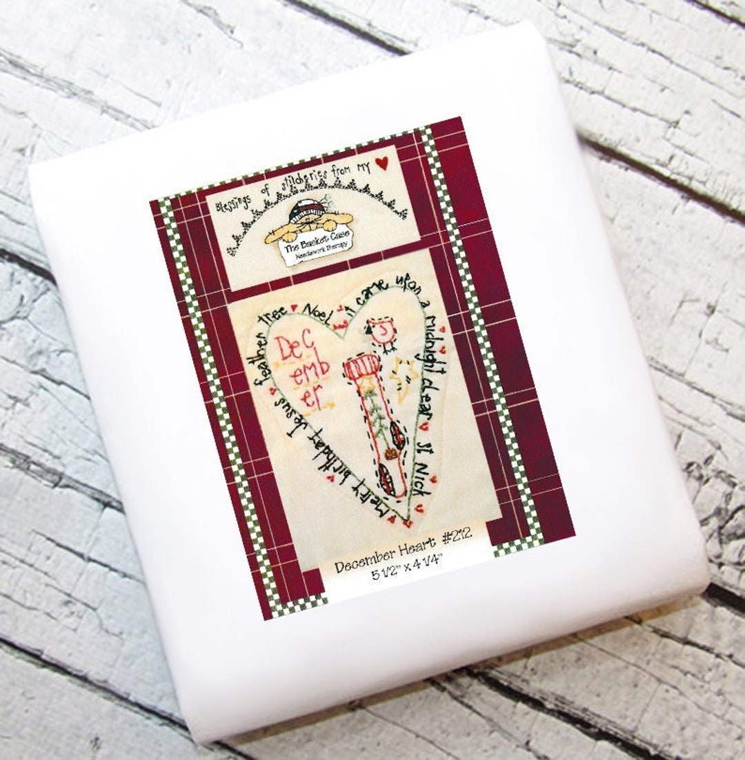December Heart of the Month Primitive Stitchery by Basket Case X ...
